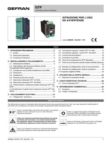 gefran GTF Power controller Istruzioni per l'uso | Manualzz