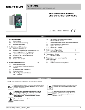 gefran GTF-Xtra Power controller Bedienungsanleitung | Manualzz