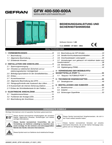 gefran GFW Power controller Bedienungsanleitung | Manualzz