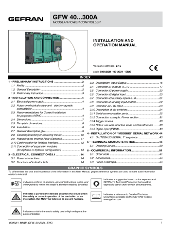 Gefran GFW Power controller Installation and Operation Manual | Manualzz