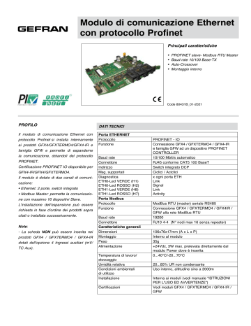 gefran PROFINET Scheda dati | Manualzz
