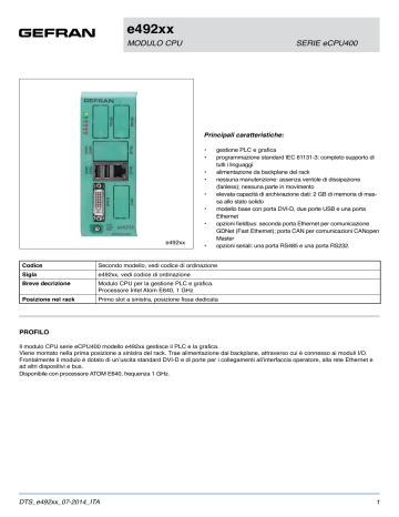 gefran CPU modules Scheda dati | Manualzz