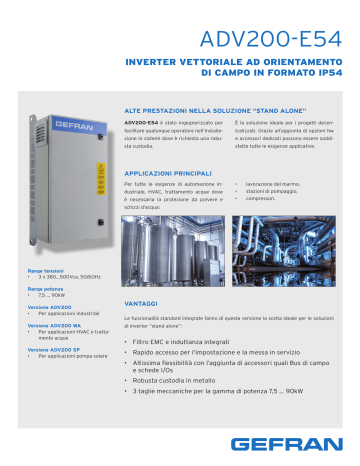 gefran ADV200 Inverter Scheda dati | Manualzz