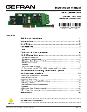 Gefran ADV200-E54 Field-oriented vector inverter User Manual | Manualzz