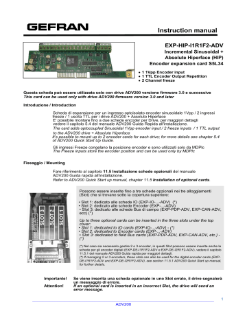 Gefran ADV200-EH Field-oriented vector inverter User Manual | Manualzz