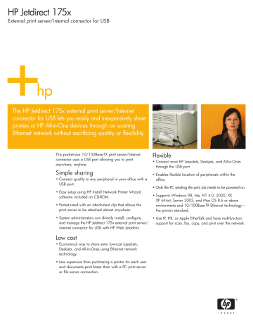 HP Jetdirect 175x Print Server Leaflet | Manualzz