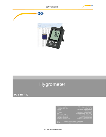 PCE PCE-HT110 Hygrometer Datasheet | Manualzz