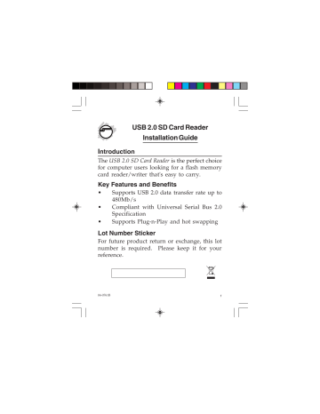 SIIG JU-MR0D12-S1 USB 2.0 SD Card Reader Installation Guide | Manualzz