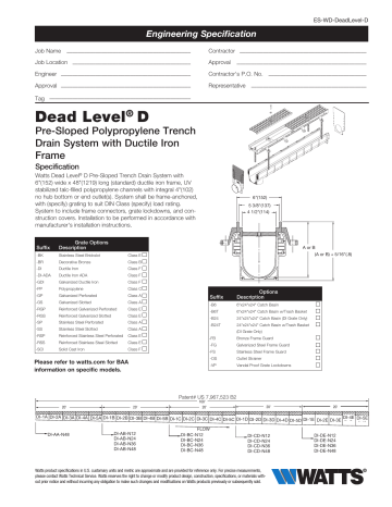 Watts Dead Level D Pre-Sloped Polypropylene Trench Drain System ...