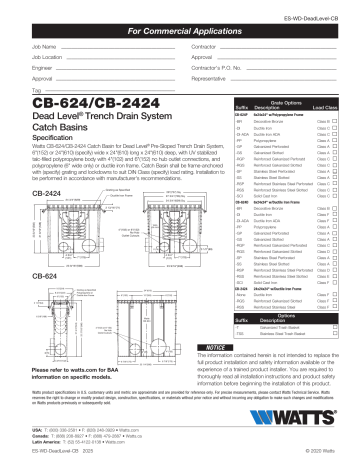 Watts Dead Level Catch Basins Dead Level Trench Drain System Catch ...
