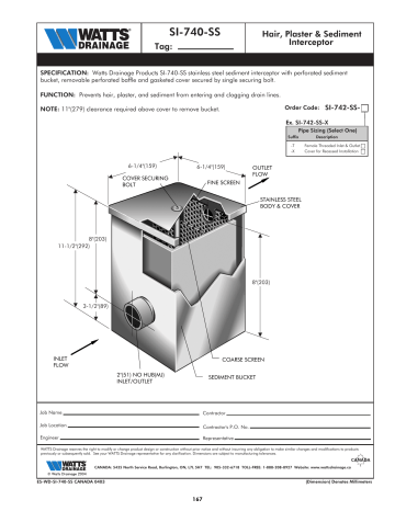 Watts SI-740-SS Hair Specification | Manualzz