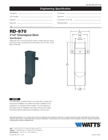 Watts RD-970 4 in Specification | Manualzz