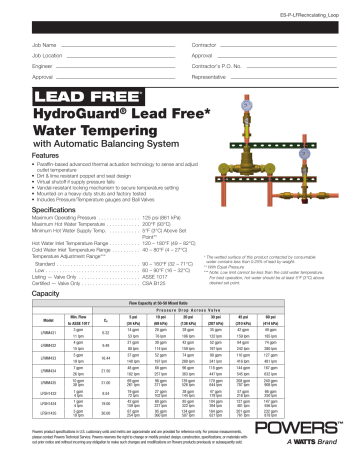Powers HydroGuard Water Tempering Specification | Manualzz