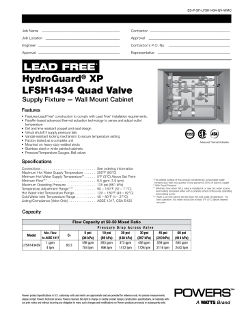 Powers HydroGuard XP LFSH1434 Quad Valve Specification | Manualzz