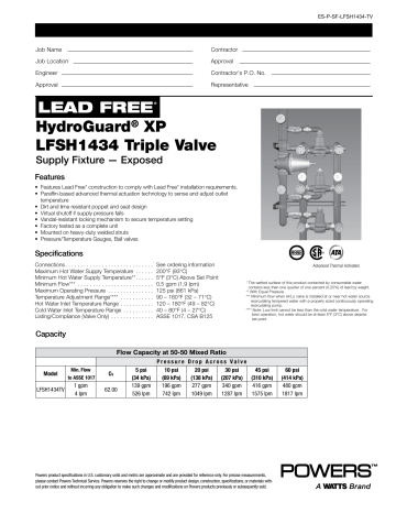 Powers HydroGuard XP LFSH1434 Triple Valve Specification | Manualzz
