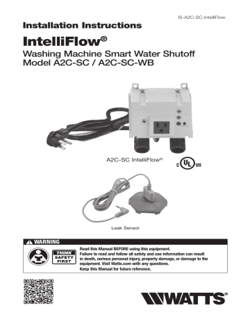 Watts A2C-SC-WB IntelliFlow Washing Machine Smart Water Shutoff ...