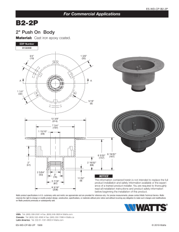 Watts Drain Bodies Installation instructions | Manualzz
