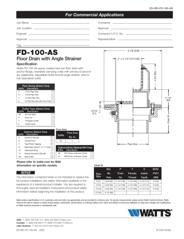 Watts FD-100-AS Floor Drain Specification | Manualzz