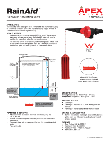 APEX Rainaid Rainwater Harvesting Valve Specification | Manualzz