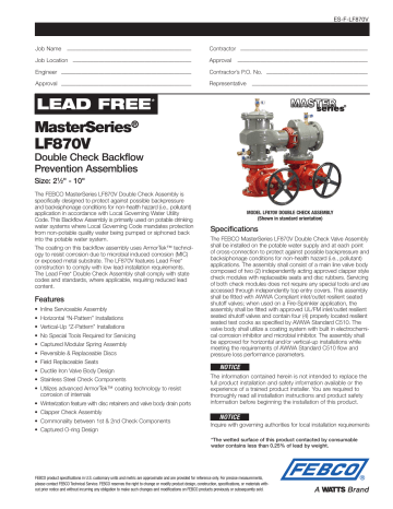 FEBCO LF870V-OSY -DC 8 8 In Lead Free Double Check Valve Backflow ...