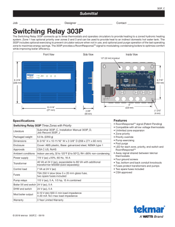 tekmar 303P Switching Relay Specification | Manualzz