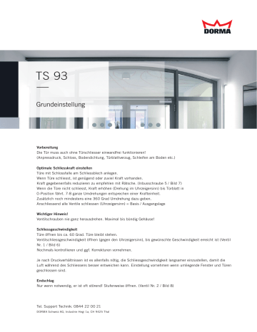 Dorma TS 93 EN 5-7 Grundeinstellung | Manualzz