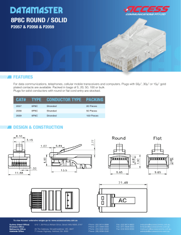 DATAMASTER S115479 CAT5E PLUGS (100 PER PACK) Data Sheet | Manualzz
