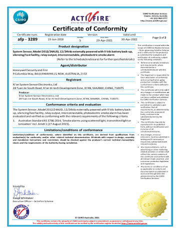 SYSTEM SENSOR 2012/24AUSI Smoke Alarm Product Manual | Manualzz