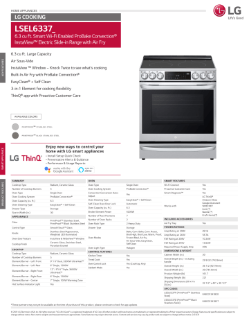 LG LSEL6337D Air Fry Dimensions Guide | Manualzz