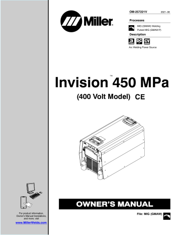 Miller INVISION 450 MPA CE Manual | Manualzz