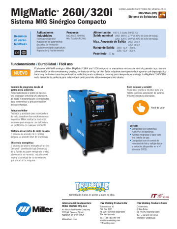 Miller MigMatic® 260i Especificación | Manualzz