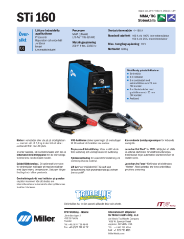 Miller STi 160 Specifikation | Manualzz
