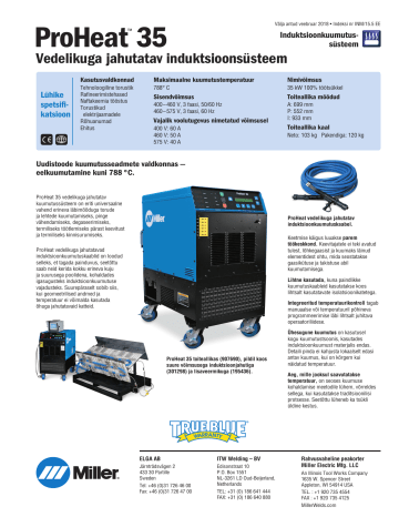 Miller ProHeat™ 35 Liquid-Cooled Cables spetsifikatsioon | Manualzz