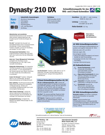 Miller Dynasty® 210 DX Spezifikation | Manualzz