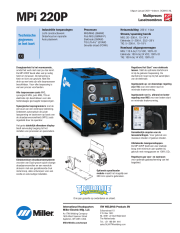 Miller MPi 220P Specificatie | Manualzz