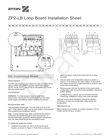 Ziton ZP2-LB Installationsanweisungen | Manualzz