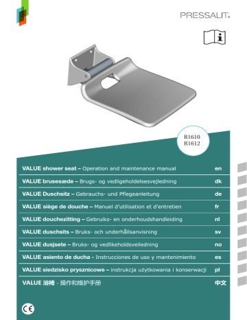 Pressalit VALUE R1610 Operation And Maintenance Manual | Manualzz