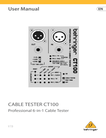 Behringer CT100 Cables and Connector Owner's Manual | Manualzz