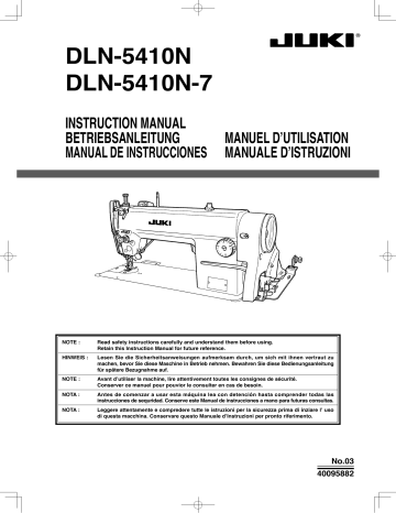 JUKI DLN-5410N, DLN-5410N-7 Betriebsanleitung | Manualzz