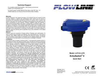 FlowLine LU74 EchoSwitch II Quick Start Manual | Manualzz