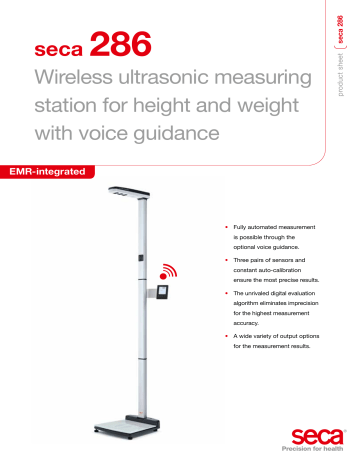 seca 286 Wireless ultrasonic measuring station Product sheet | Manualzz