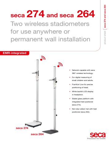 seca 264 Digital stationary stadiometer Product sheet | Manualzz