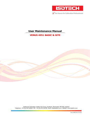 Isotech VENUS 4951 BASIC, VENUS 4951 SITE Maintenance Manual | Manualzz