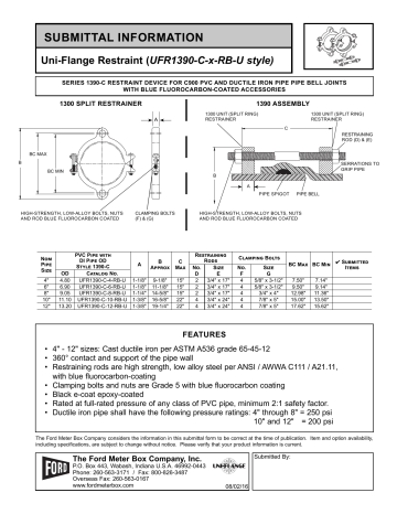 Ford Meter Box UFR1390-C-8-RB-U Uni-Flange® 8 in. Split, Bell End ...