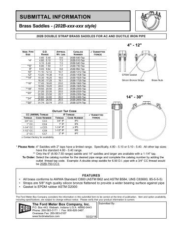 Ford Meter Box 202B-540-CC4 Style 202B 4 x 1 in. CC Bronze Double Strap ...