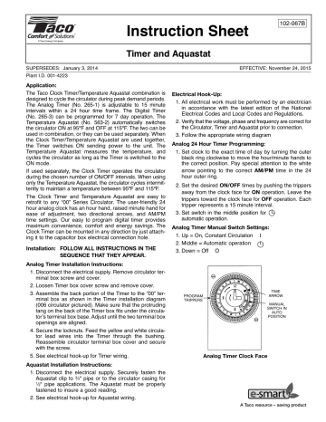 Taco 265-3 DIG Timer Installation Manual | Manualzz