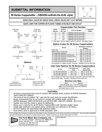 Ford Meter Box VBHH92-15W-44-33A-Q-NL 3/4 in. Quick Joint Copper ...