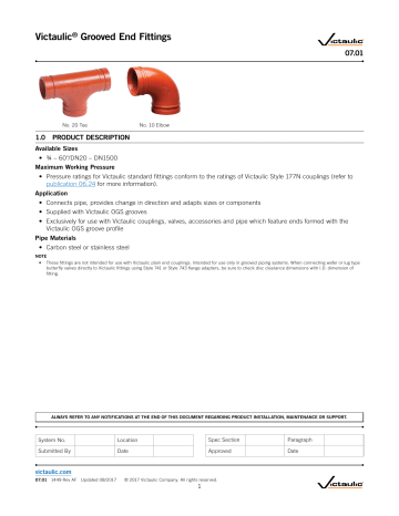 Victaulic FD29051P00 FireLock™ Style 51 4 x 2 in. Grooved Painted ...