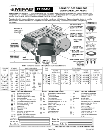 Mifab F1104P-C-5-1 F1000-C Series 4 in. Push On Cast Iron Black Floor ...
