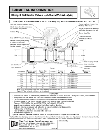 Ford Meter Box B43-332WR-G-NL 3/4 in. Grip Joint x Meter Swivel Brass ...